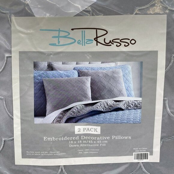 Bella Russo | Bedding | 2 Pk Gray Embroidered Decorative Down Alt Throw ...